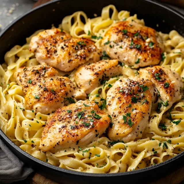 Easy One-Pan Chicken with Creamy Buttered Noodles onehourrecipes